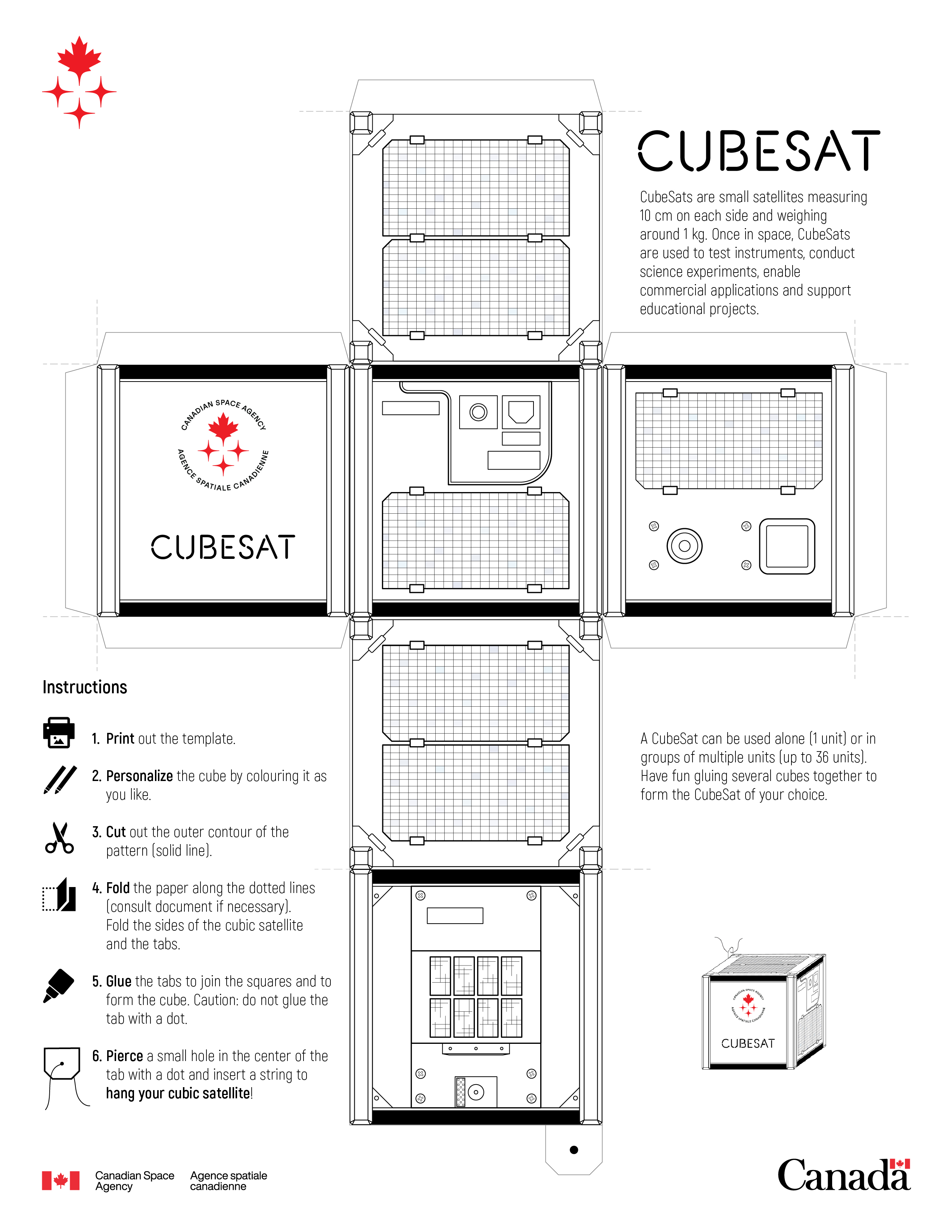 CubeSat paper model - Canadian Space Agency